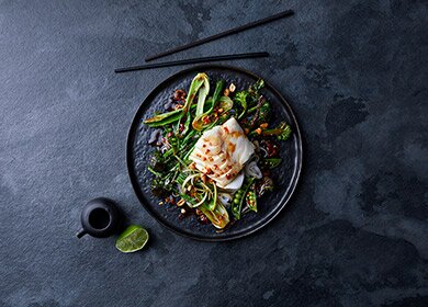 Norwegian cod with asian flavored greens | Seafood from Norway