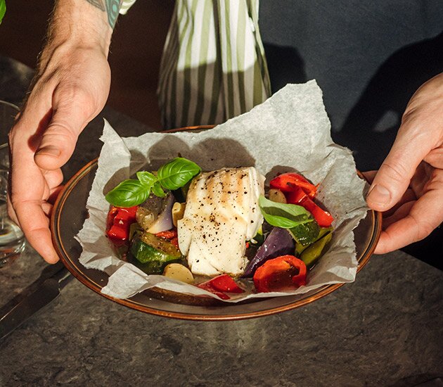 Recipe | Norwegian cod with oven-baked vegetables | Seafood from Norway